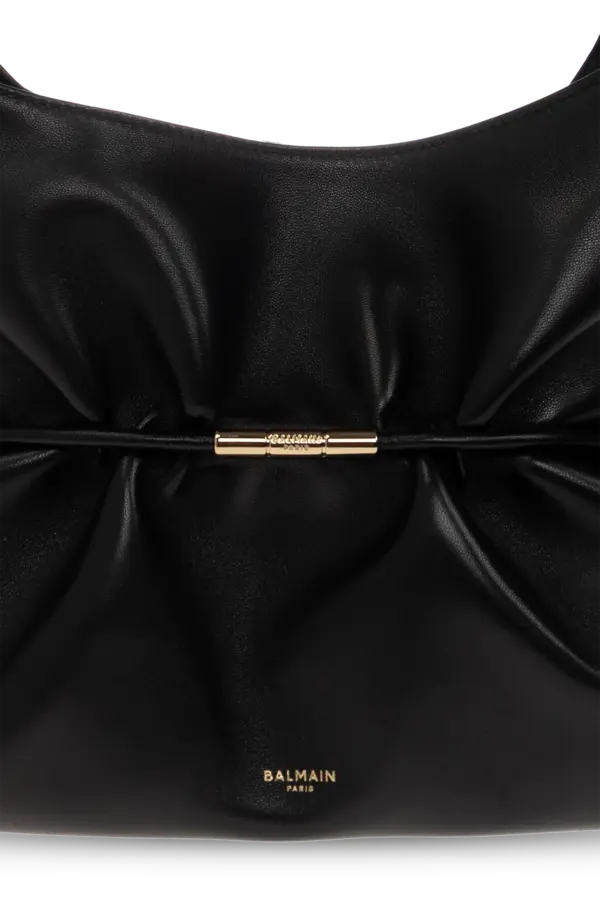 Balmain Leather ‘sphynx Medium’ Bag With Logo - Black
