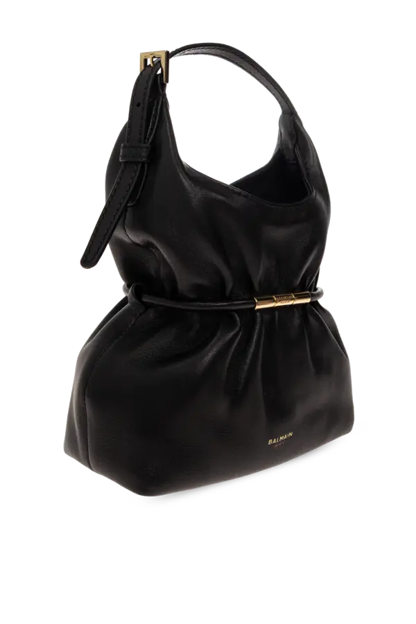 Balmain Leather ‘sphynx Mini’ Bag With Logo - Black