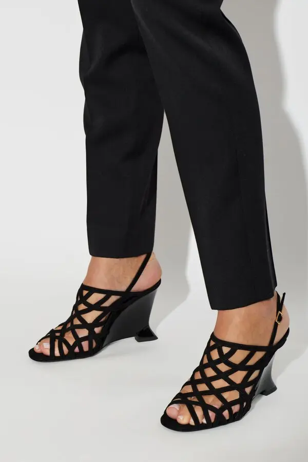 Balmain Suede Wedge Sandals