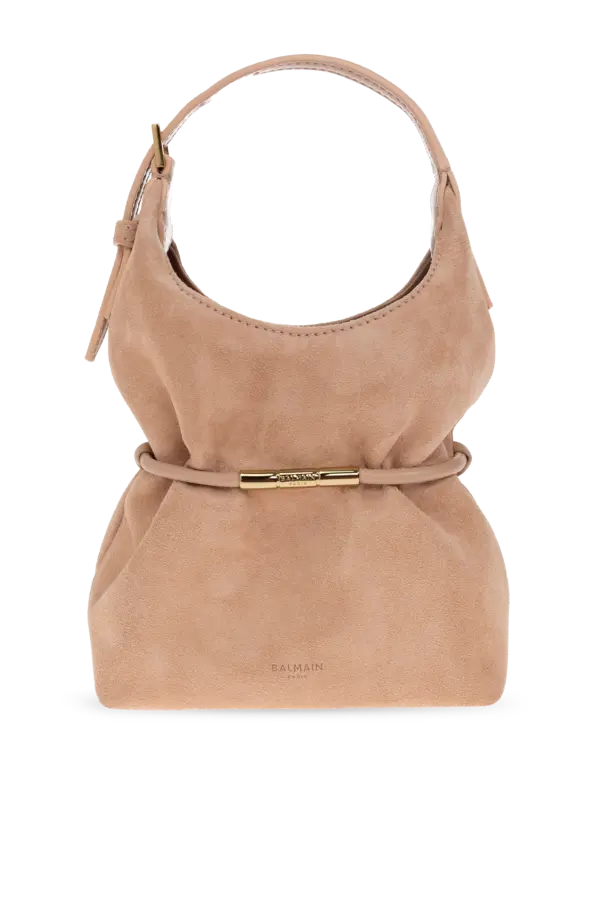 Balmain Suede ‘sphynx Mini’ Bag With Logo - Pink