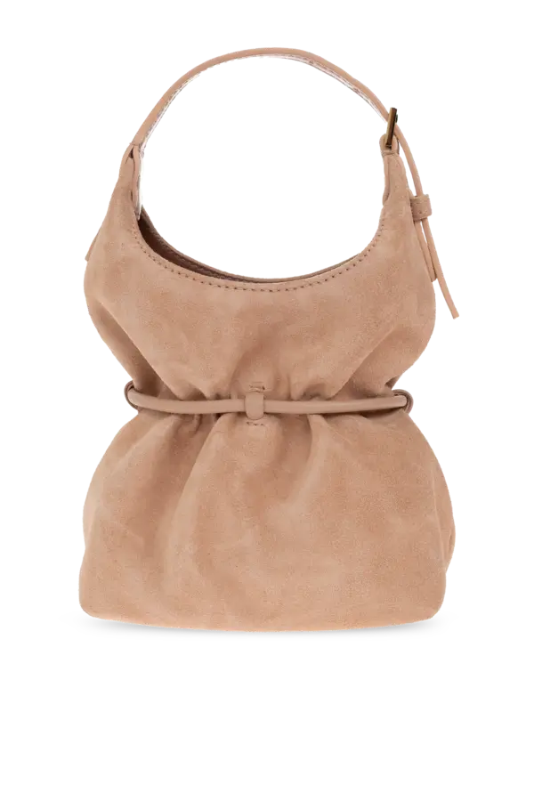 Balmain Suede ‘sphynx Mini’ Bag With Logo - Pink