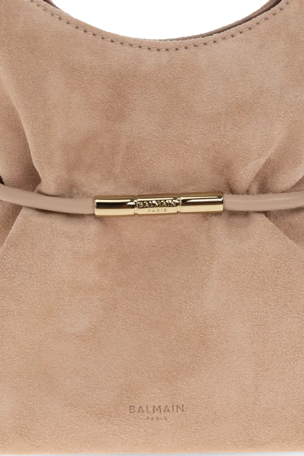 Balmain Suede ‘sphynx Mini’ Bag With Logo - Pink