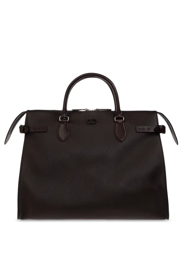 Valentino Garavani Leather Bag With Logo - Brown