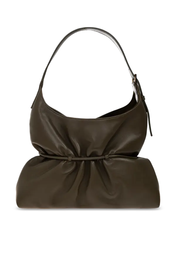 Balmain Sphynx Medium’ Leather Bag With Logo - Green