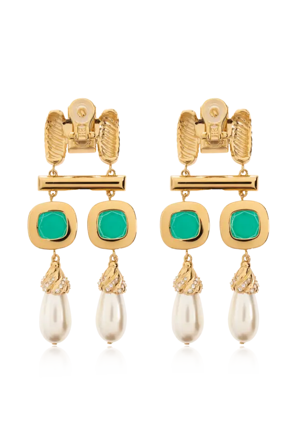 Valentino Garavani Long Clip-on Earrings With Shimmering Crystals