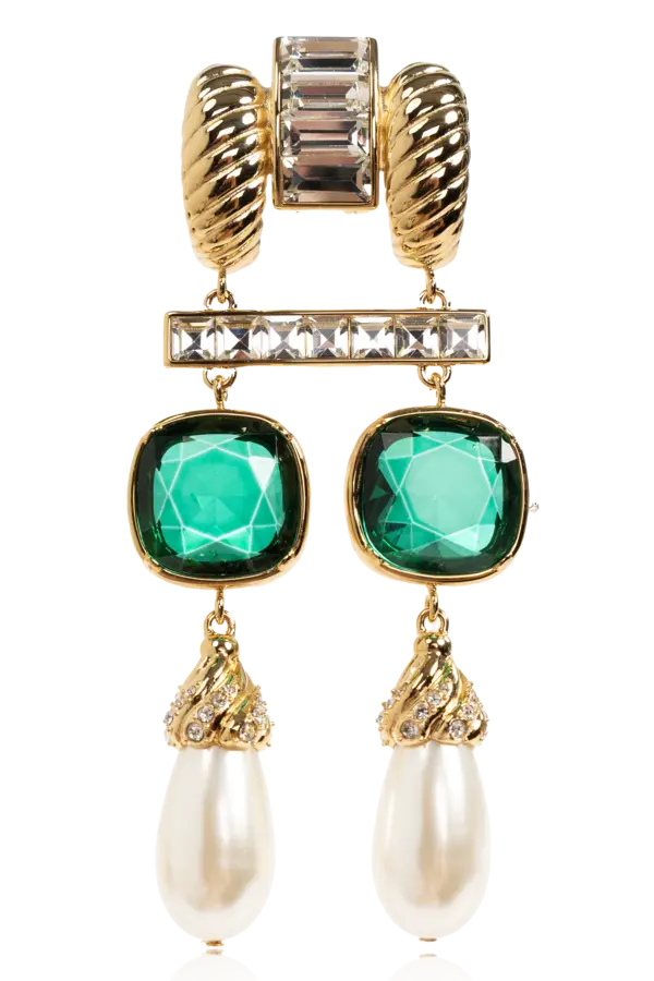 Valentino Garavani Long Clip-on Earrings With Shimmering Crystals
