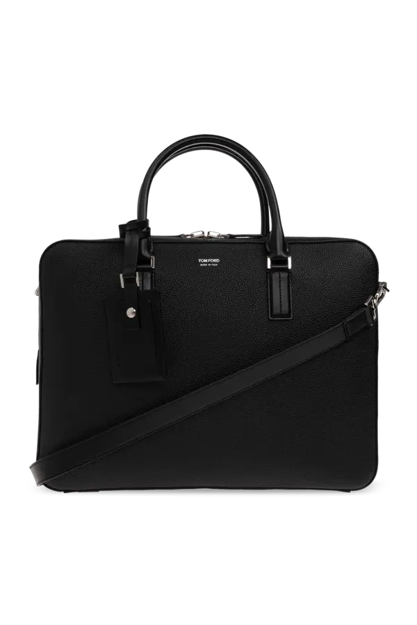 TOM FORD Leather Bag With Logo - Black