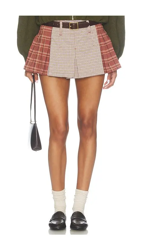 Free People Sherry Pleated Mini Skirt In Rose - Rose Combo