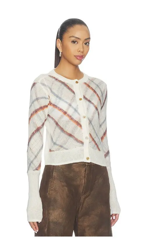 Free People Highland Mist Cardigan In White - Sugar Mist Combo