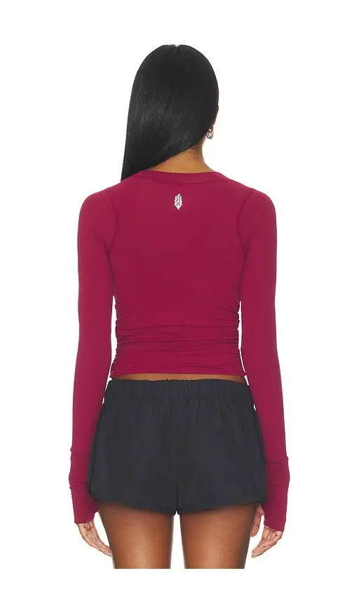 Free People X Tempo Ruched Longsleeve Top - Brick