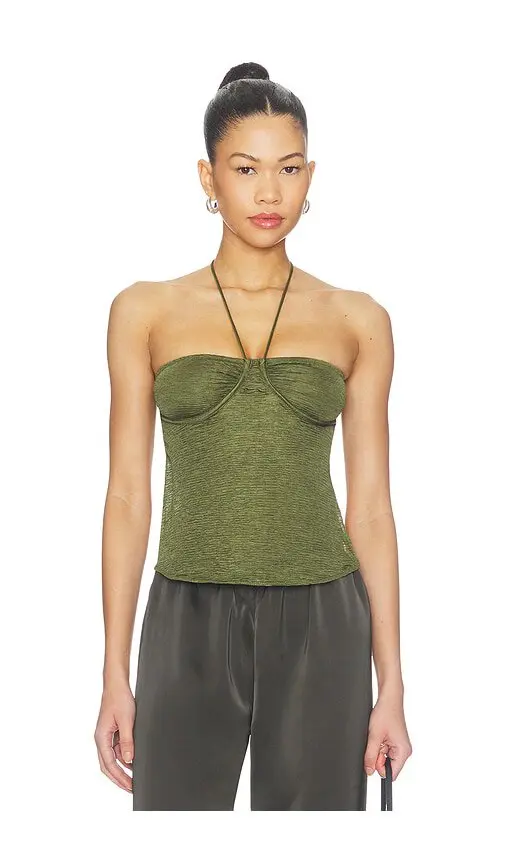 Free People Evening Out Halter Top In Green - Capulet Olive