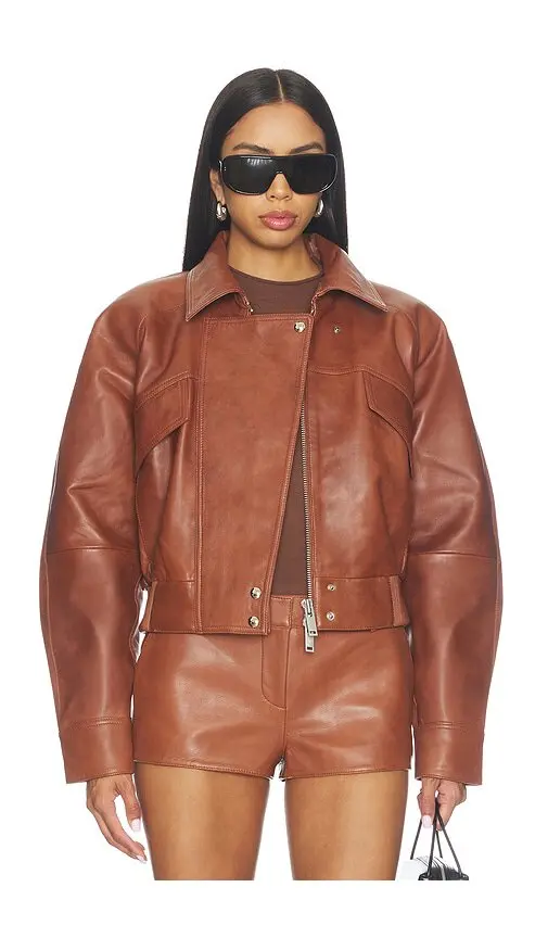 Retrofete Lykke Leather Jacket In Brown