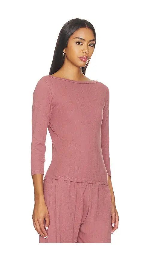 VIR VITA Florence Boatneck Pointelle Top In Pink