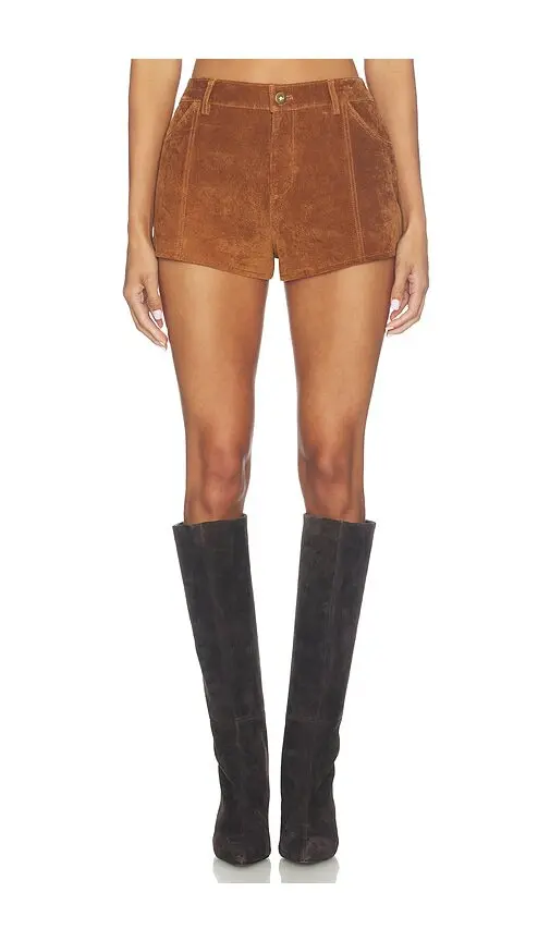 Central Park West Odessa Genuine Suede Short In Brown