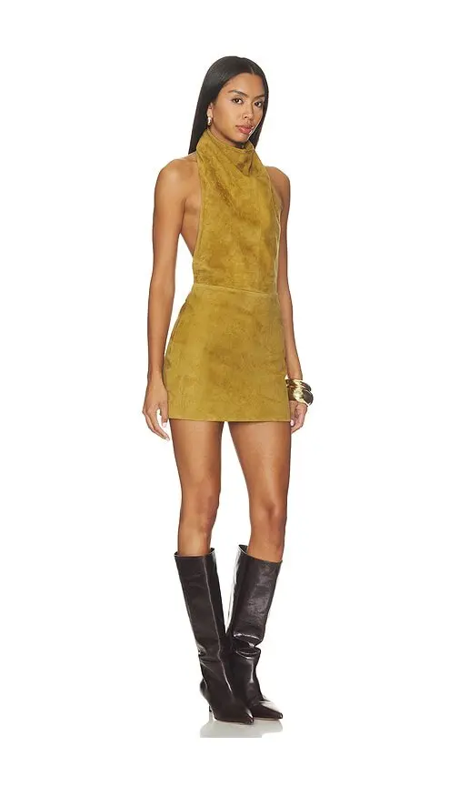 Retrofete Zoriel Suede Dress In Olive