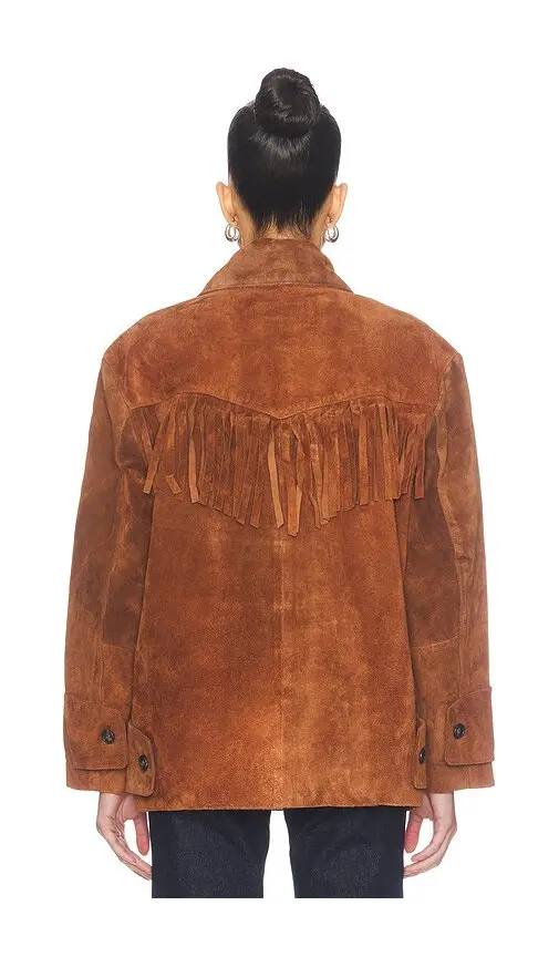 FOUND Hand Embroidered Suede Fringe Jacket