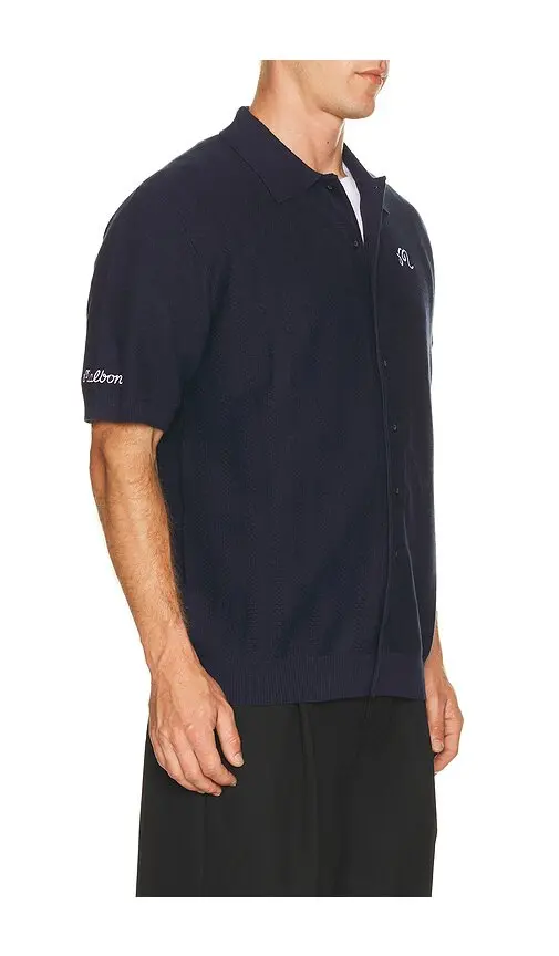 MALBON Crosscut Polo In Blue - Blueberry