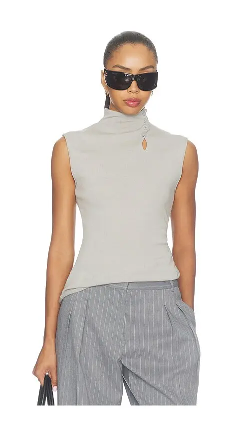 Helmut Lang Button Sleeveless Top In Grey - Light Grey