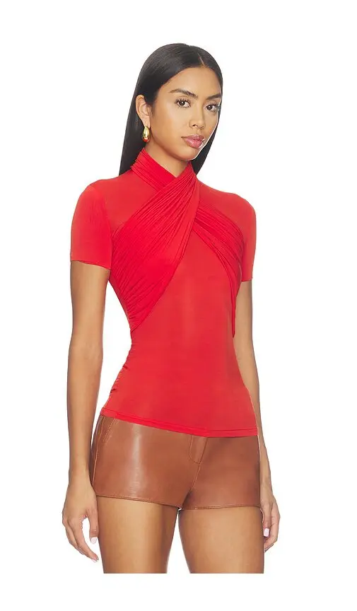FRANÃ§OISE Odessa Short Sleeve Top In Red