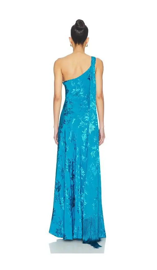Hemant & Nandita One Shoulder Sash Maxi Dress In Blue