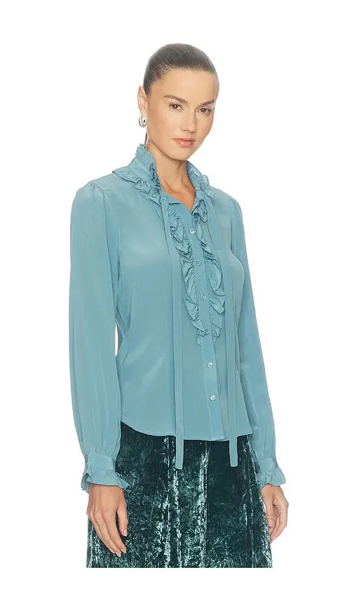 Ulla Johnson Catroux Longsleeve Silk Blouse In Blue
