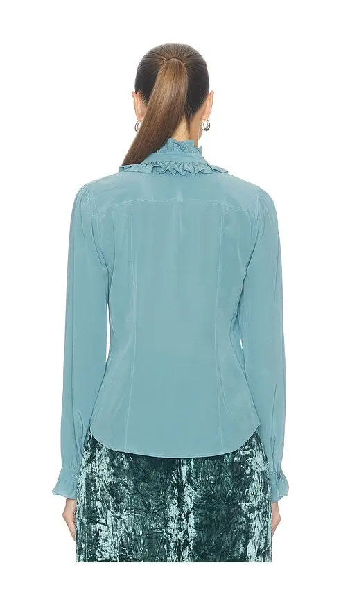 Ulla Johnson Catroux Longsleeve Silk Blouse In Blue