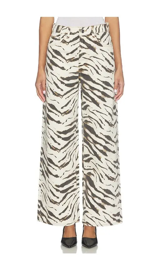 GANNI Print Denim Lari Jeans In Cream - Egret