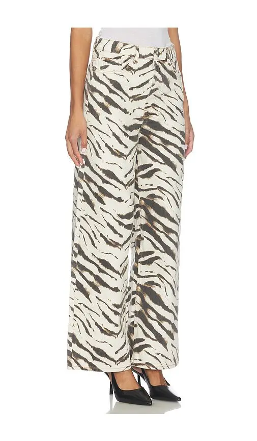GANNI Print Denim Lari Jeans In Cream