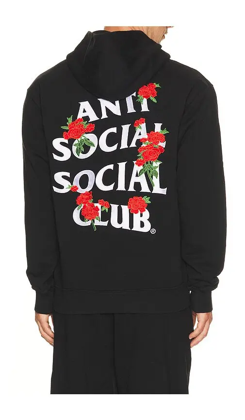 ANTI SOCIAL SOCIAL CLUB Embroidered Rose Kkotch Hoodie - Black