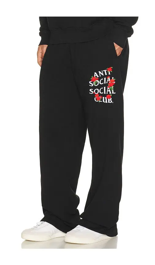 ANTI SOCIAL SOCIAL CLUB Embroidered Rose Kkotch Sweats - Black