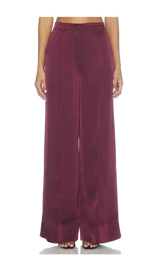 AMUR Marley Satin Pant In Burgundy