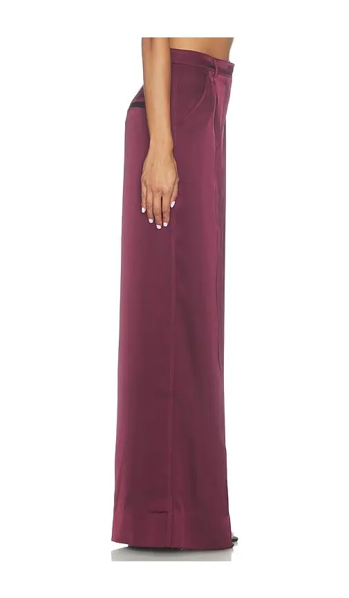 AMUR Marley Satin Pant In Burgundy
