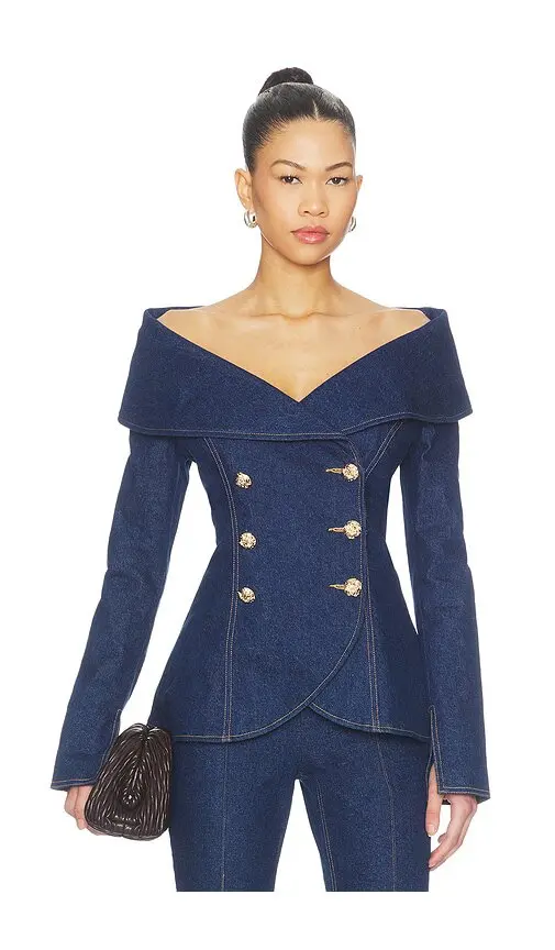 NADINE MERABI Jordan Denim Top