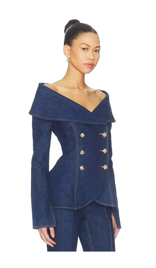 NADINE MERABI Jordan Denim Top