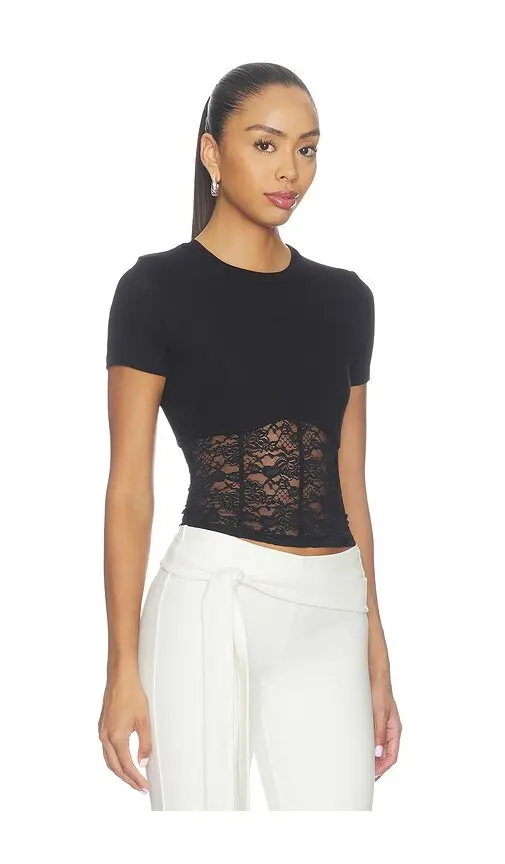 Michael Lauren Ember Rib Lace Shortsleeve Tee