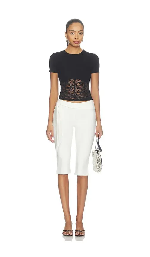 Michael Lauren Ember Rib Lace Shortsleeve Tee