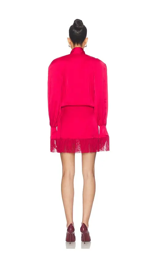 ROWEN ROSE Satin Fringe Mini Dress