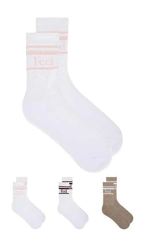 NEGATIVE UNDERWEAR Feel Good Varsity 3-pack Sock In White