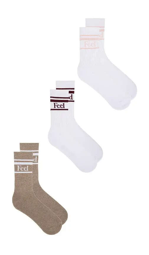 NEGATIVE UNDERWEAR Feel Good Varsity 3-pack Sock In White