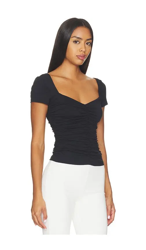 Susana Monaco Sweetheart Shortsleeve Gathered Top