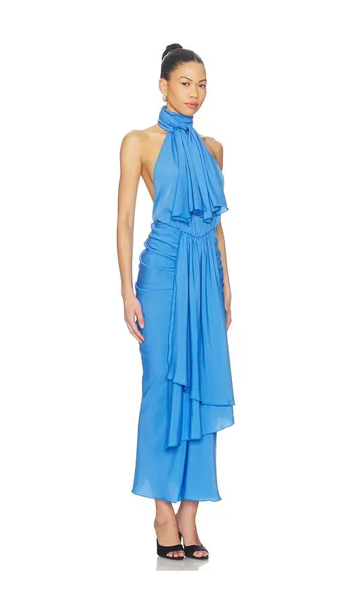 ROWEN ROSE Bow Neck Maxi Dress In Baby