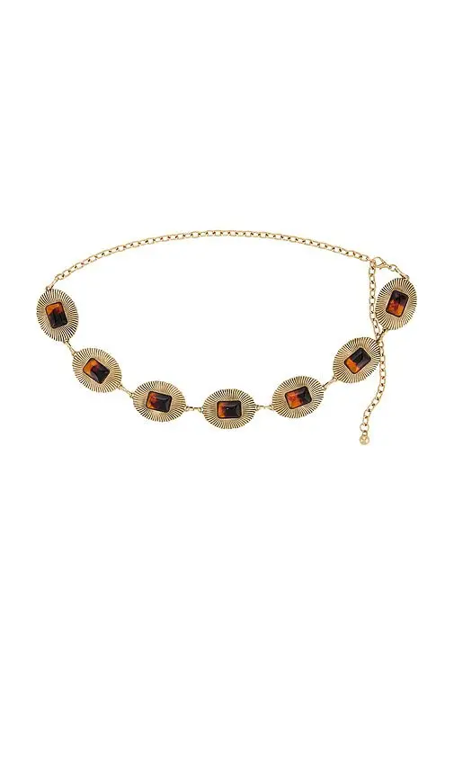 8 Other Reasons Gold Chain With Stone Details Belt In Metallic Gold - Amber
