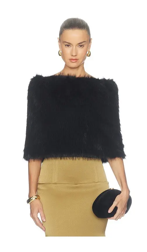 NONCHALANT LABEL Pascale Faux Fur Shawl - Black
