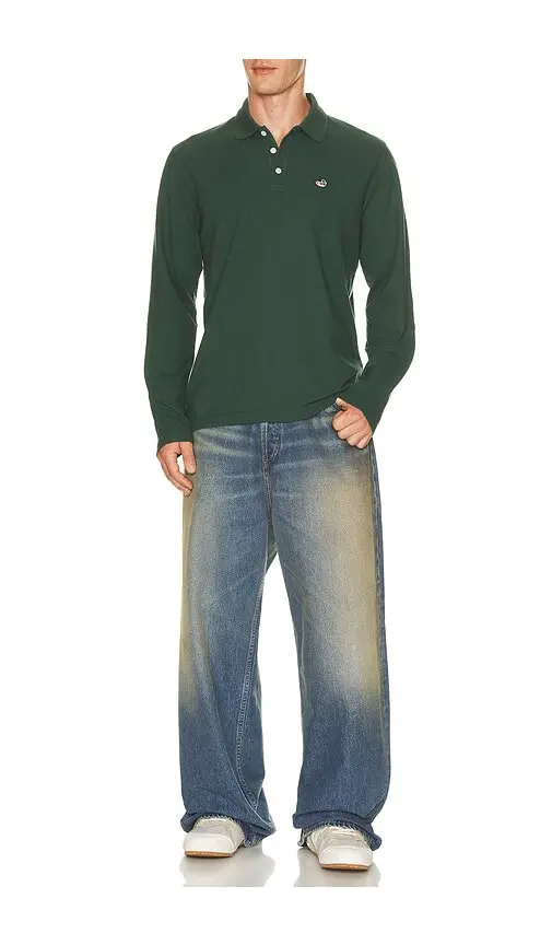 EDMMOND STUDIOS Duck Polo Long Sleeve Shirt In Green