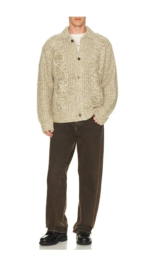 Obey Isar Button Up Sweater In Brown