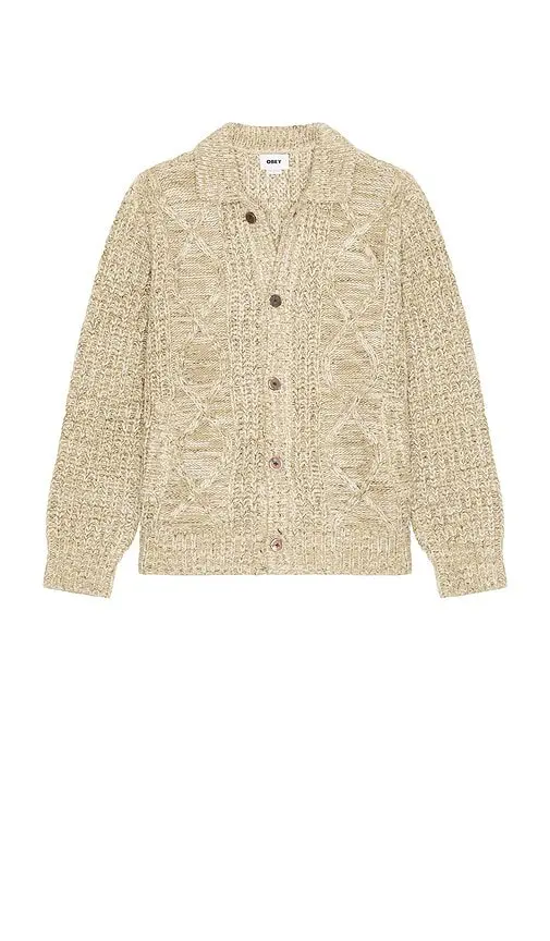 Obey Isar Button Up Sweater In Brown