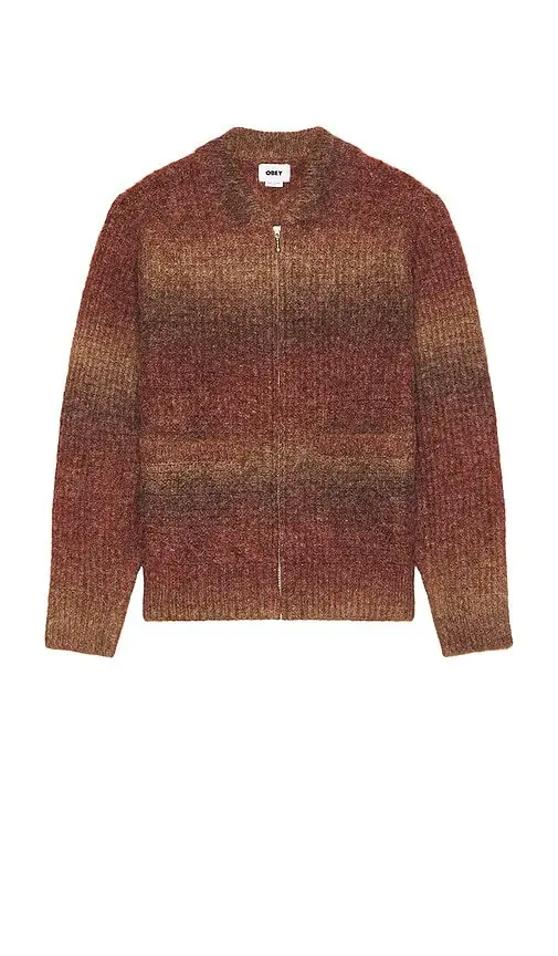 Obey Anton Gradient Cardigan In Brown