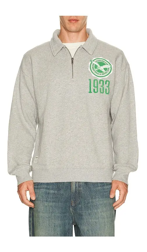 Junk Food Eagles Flocked Quarter Zip Sweatshirt In Grey
