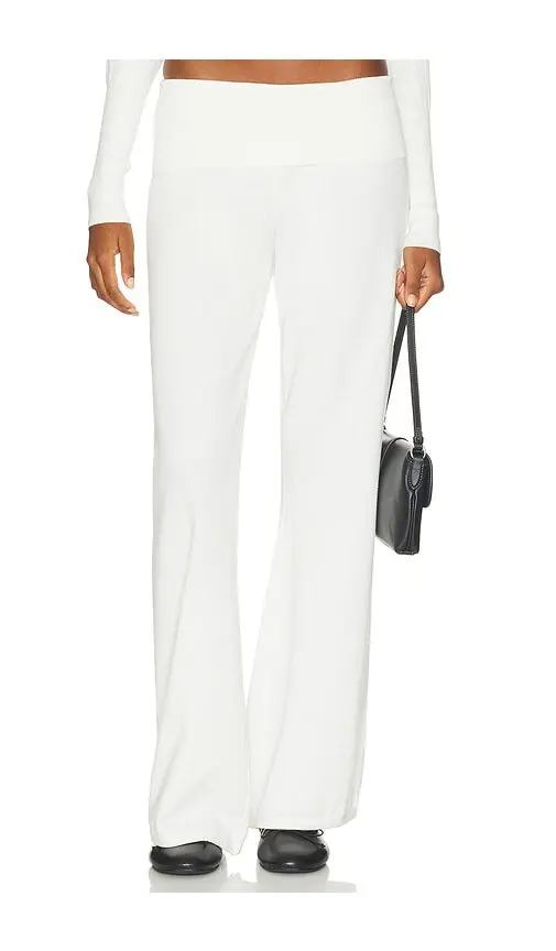 RUNAWAY THE LABEL Monisha Foldover Flare Knit Pant - Cream