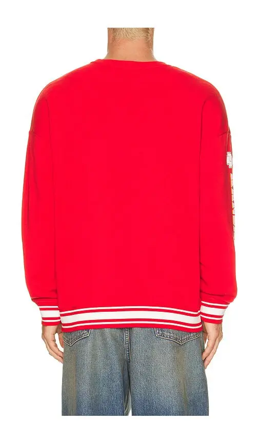Junk Food Chiefs Striped Rib Crew Sweatshirt In Rose